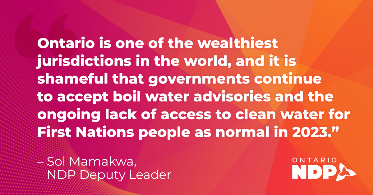 Statement from MPP Sol Mamakwa on World Water Day « Ontario NDP